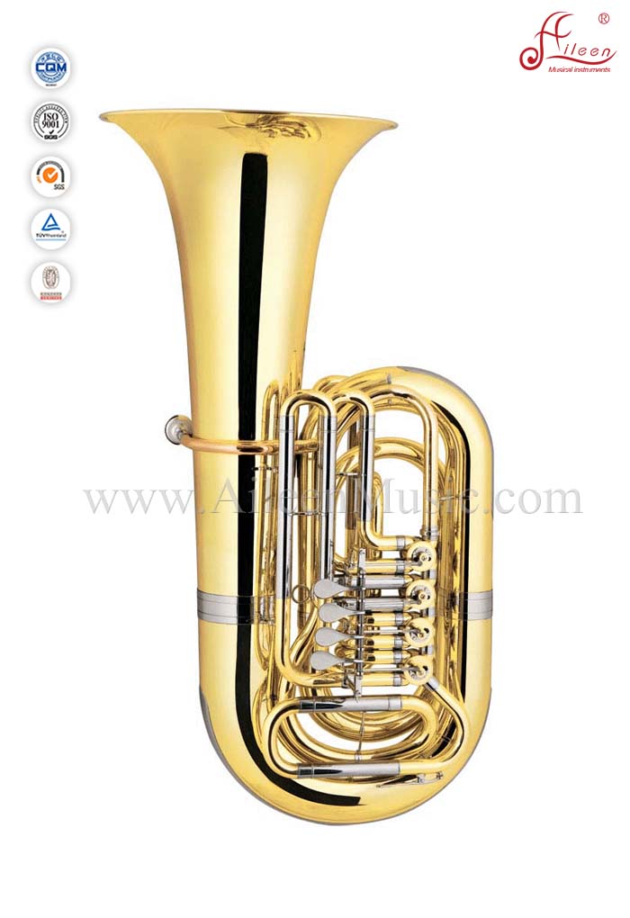 4 Valves Gold Lacquer Bb Key Rotary Tuba (TU9913) - Aileen Music